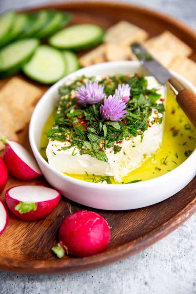 5-Minute Easy Herby Marinated Feta Cheese Recipe